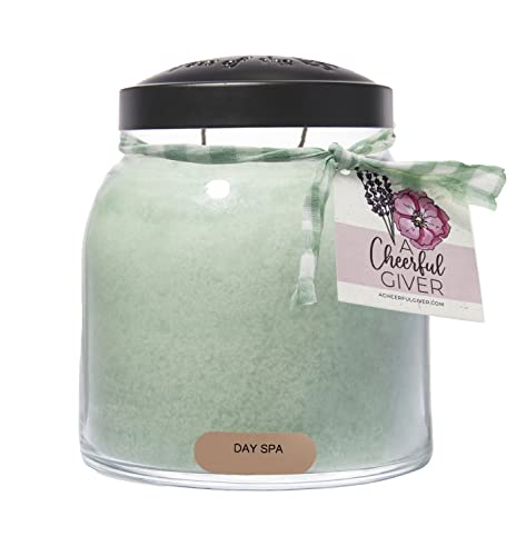 A Cheerful Giver — Day Spa - 34oz Papa Scented Candle Jar with Lid - Keepers of the Light - 155 Hours of Burn Time, Gift Candle, Green