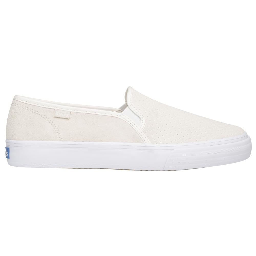 Keds womens Double Decker Perf Suede Slip on Sneaker, Cream, 7.5 US