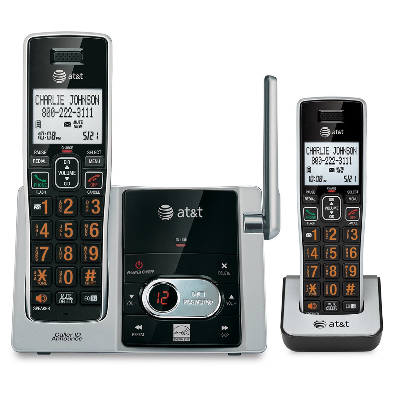 ATT CL82213 DECT 6.0 Expandable Cordless Phone System with Digital Answering Machine, Silver