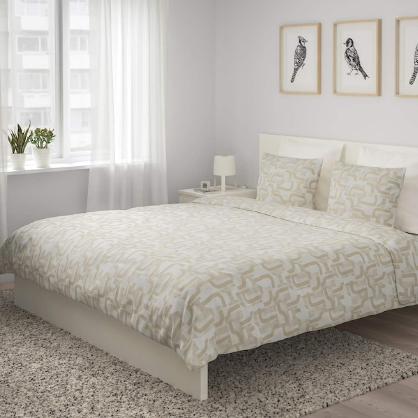 Ikea Vinterjasmin Duvet Cover and 2 Pillowcases White Beige Full/Queen (Double/Queen) 004.428.33