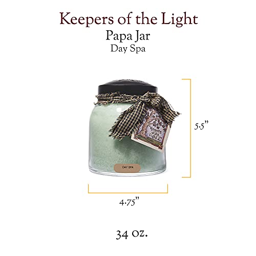 A Cheerful Giver โ Day Spa - 34oz Papa Scented Candle Jar with Lid - Keepers of the Light - 155 Hours of Burn Time, Gift Candle, Green