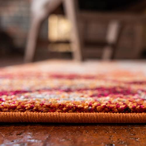 Unique Loom Estrella Collection Modern, Abstract, Light Colors, Distressed Area Rug, 5 ft x 8 ft, Orange/Beige