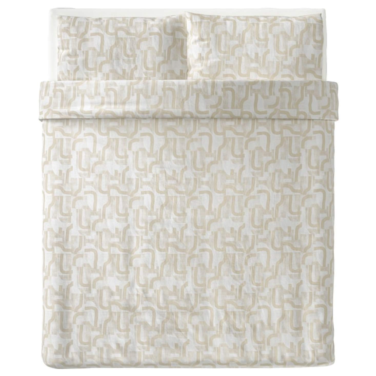 Ikea Vinterjasmin Duvet Cover and 2 Pillowcases White Beige Full/Queen (Double/Queen) 004.428.33