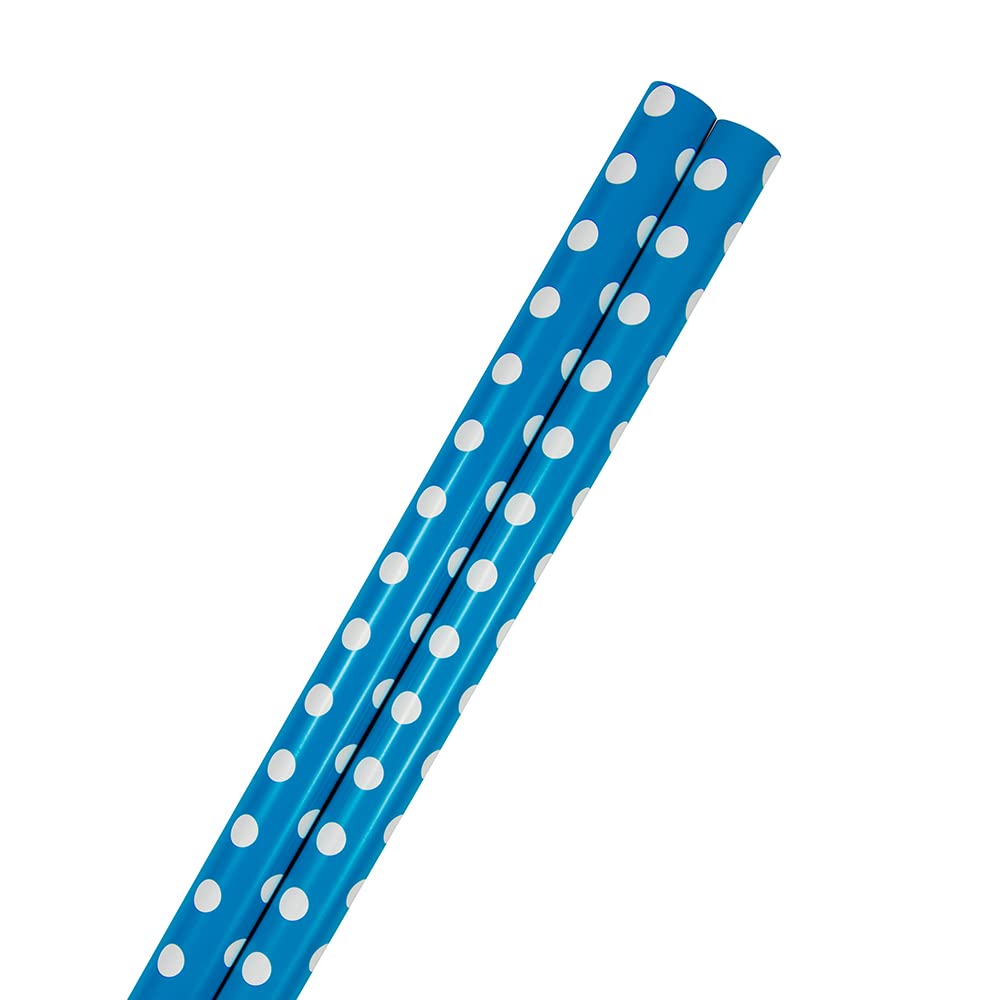 JAM Paper Gift Wrap - Polka Dot Wrapping Paper - 50 Sq Ft Total - Black with White Dots - 2 Rolls/Pack