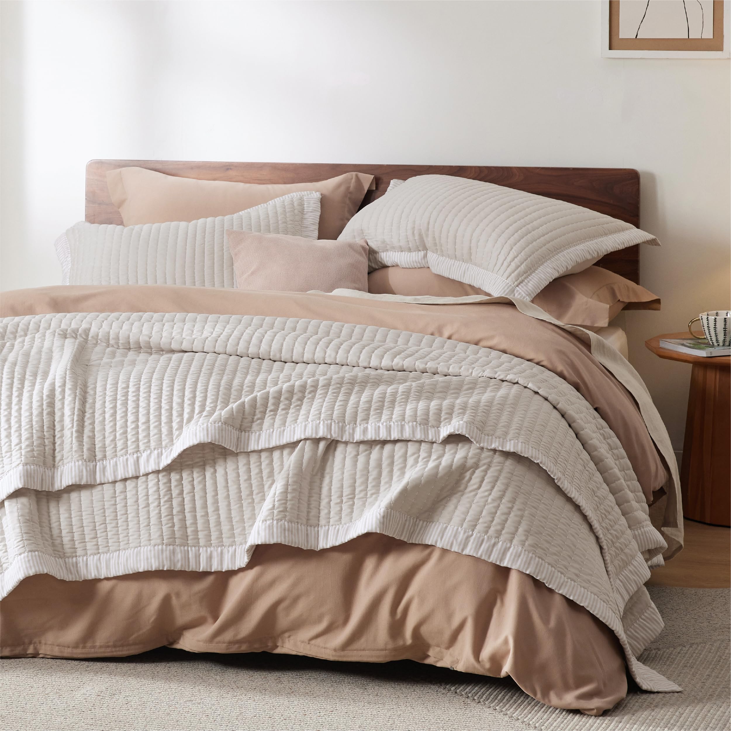 Bedsure Bone Bedspread Coverlet King Size - Lightweight Soft Bedding Set for All Seasons, Corduroy Pattern Quilt Set, 3 Pieces, 1 Quilt (111" x 106") & 2 Pillow Shams (20"x36"+2")
