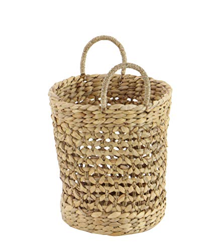 Deco 79 Dried Plant Handmade Woven Storage Basket with Handles, Set of 3 21", 18", 16"H, Brown