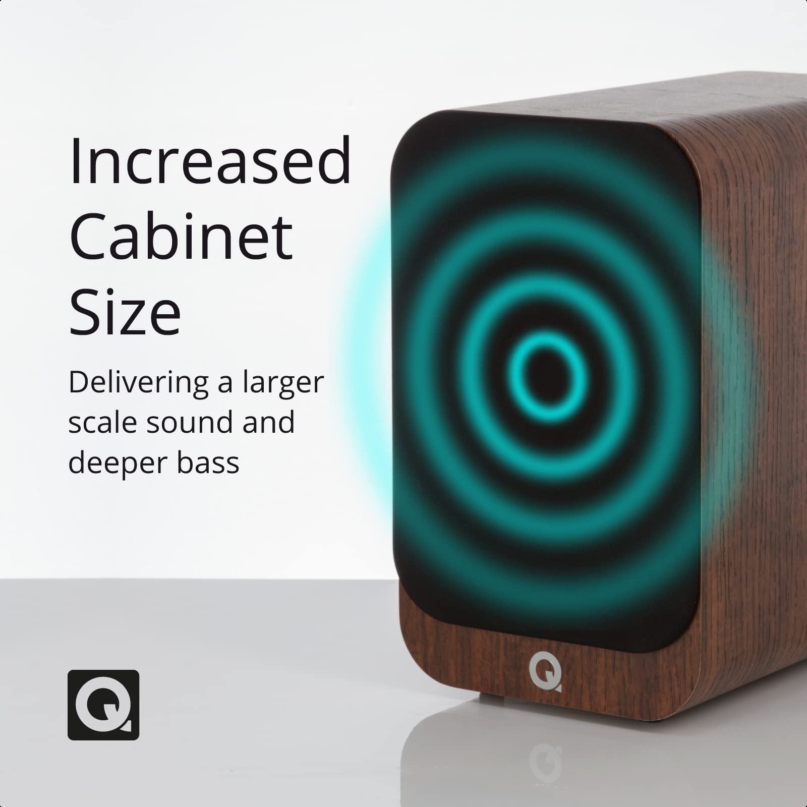 Q Acoustics 3020i Bookshelf Speakers Pair English Walnut - 2-Way Reflex Enclosure Type, 5" Bass Driver, 0.9" Tweeter - Stereo Speakers/Passive Speakers for Home Theater Sound System