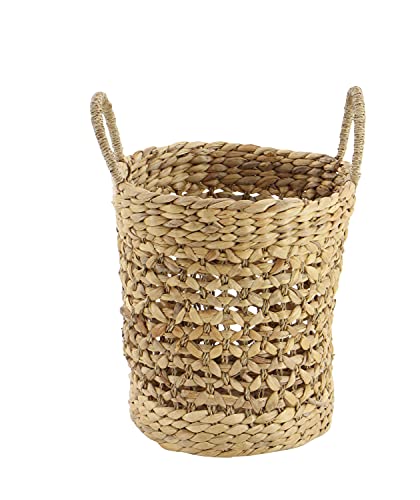 Deco 79 Dried Plant Handmade Woven Storage Basket with Handles, Set of 3 21", 18", 16"H, Brown