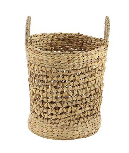 Deco 79 Dried Plant Handmade Woven Storage Basket with Handles, Set of 3 21", 18", 16"H, Brown