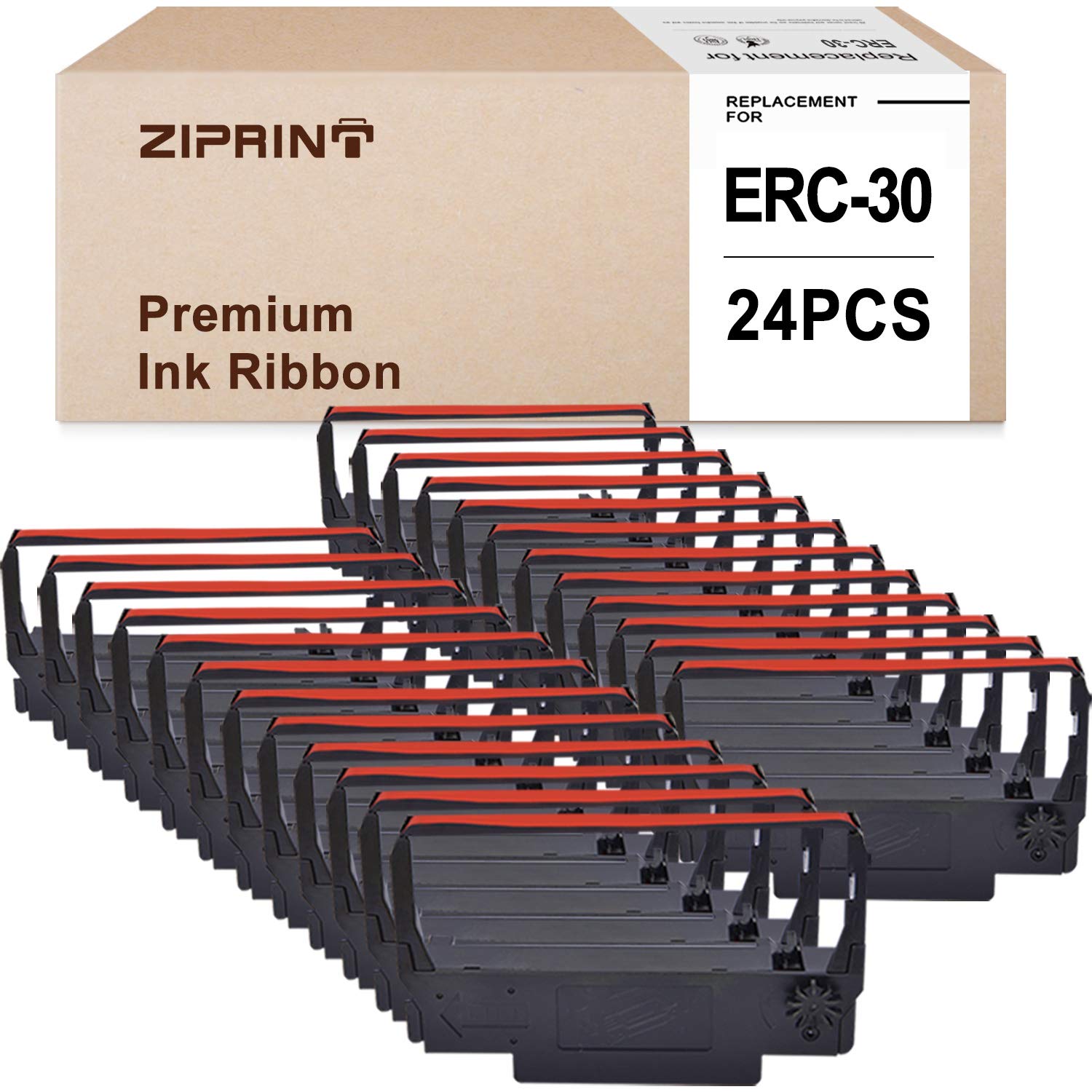 ZIPRINT 24 Pack ERC30 ERC-30 ERC 30 34 38 B/R Compatible with Ribbon Cartridge for use in ERC38 NK506 (Black Red)