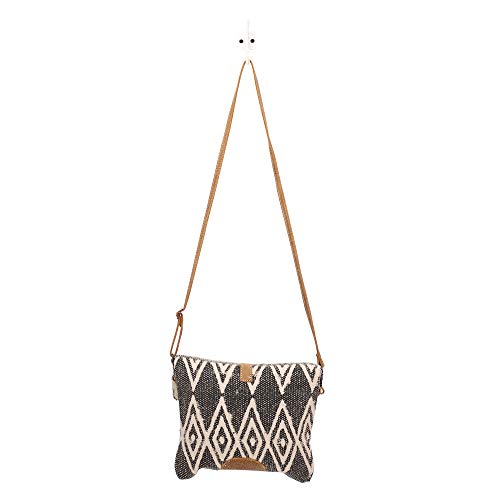 Myra Bag Grumpy Upcycled Canvas & Cowhide Small Crossbody Bag S-1516