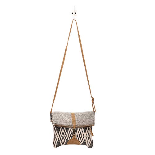 Myra Bag Grumpy Upcycled Canvas & Cowhide Small Crossbody Bag S-1516