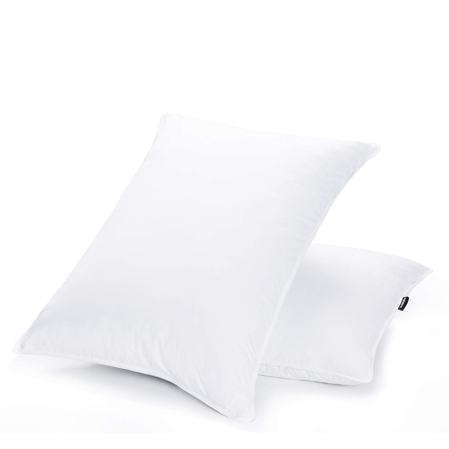 JA COMFORTS Duck Feather Down Bed Pillows for Sleeping(2 Packs)-Standard/Queen,High Filling Weight,600 Thread Count,Double-Layer Downproof Fabric Design,10% Duck Down,Cotton Cover,White