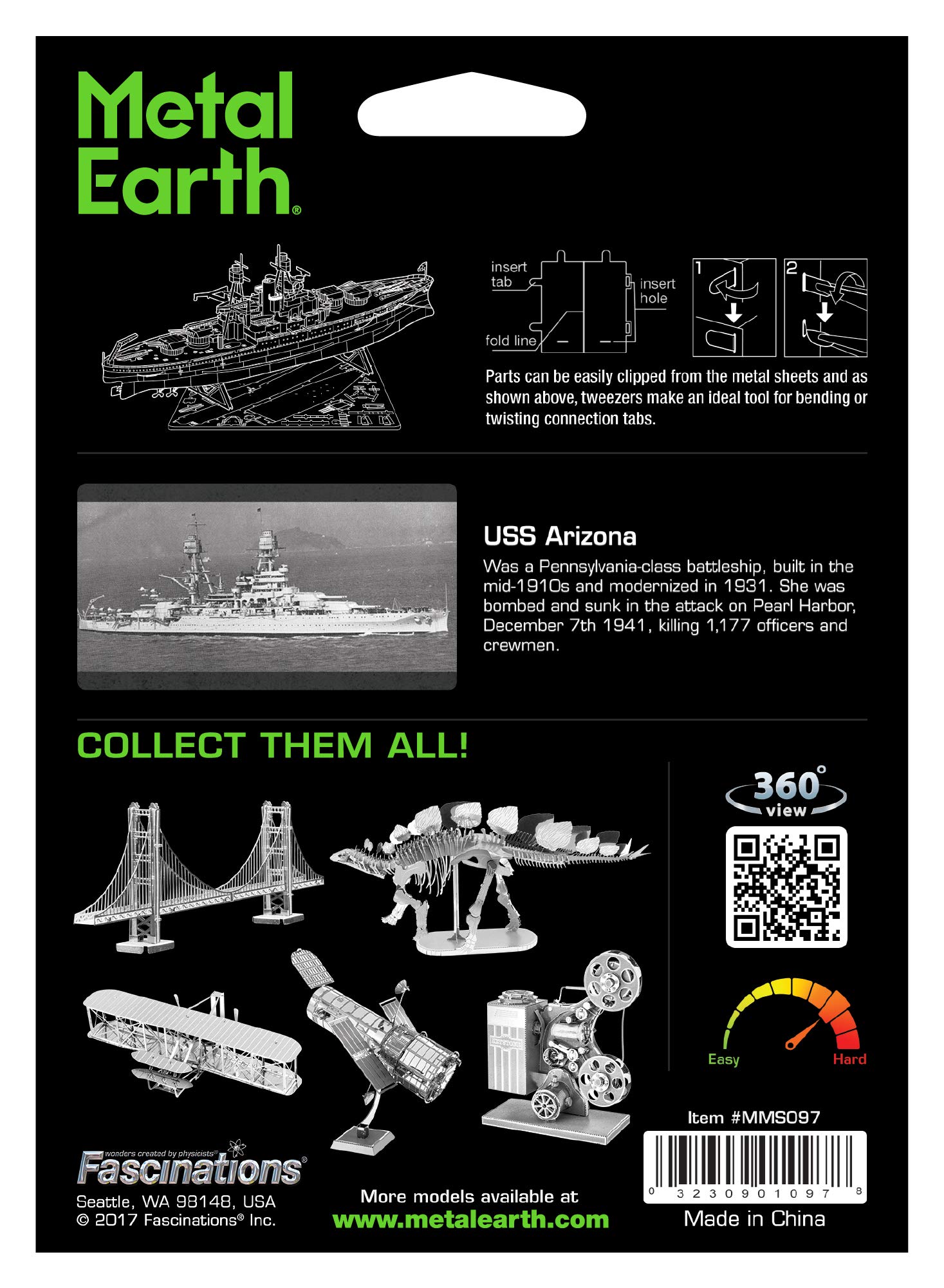 Fascinations Metal Earth 3D Laser Cut Model Military USS Arizona Ship