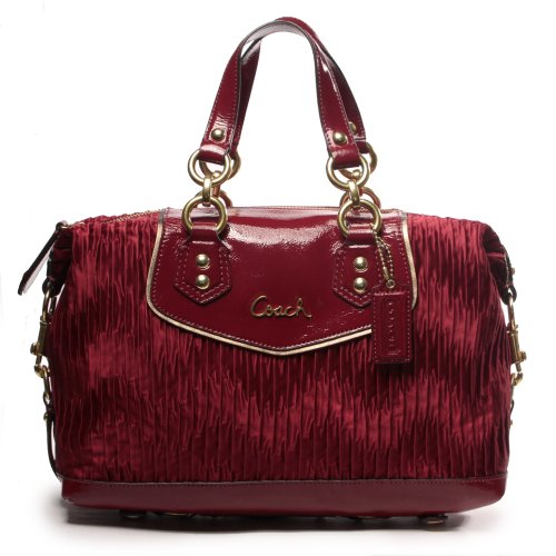 Coach Ashley Gathered Sateen Satchel - Bordeaux