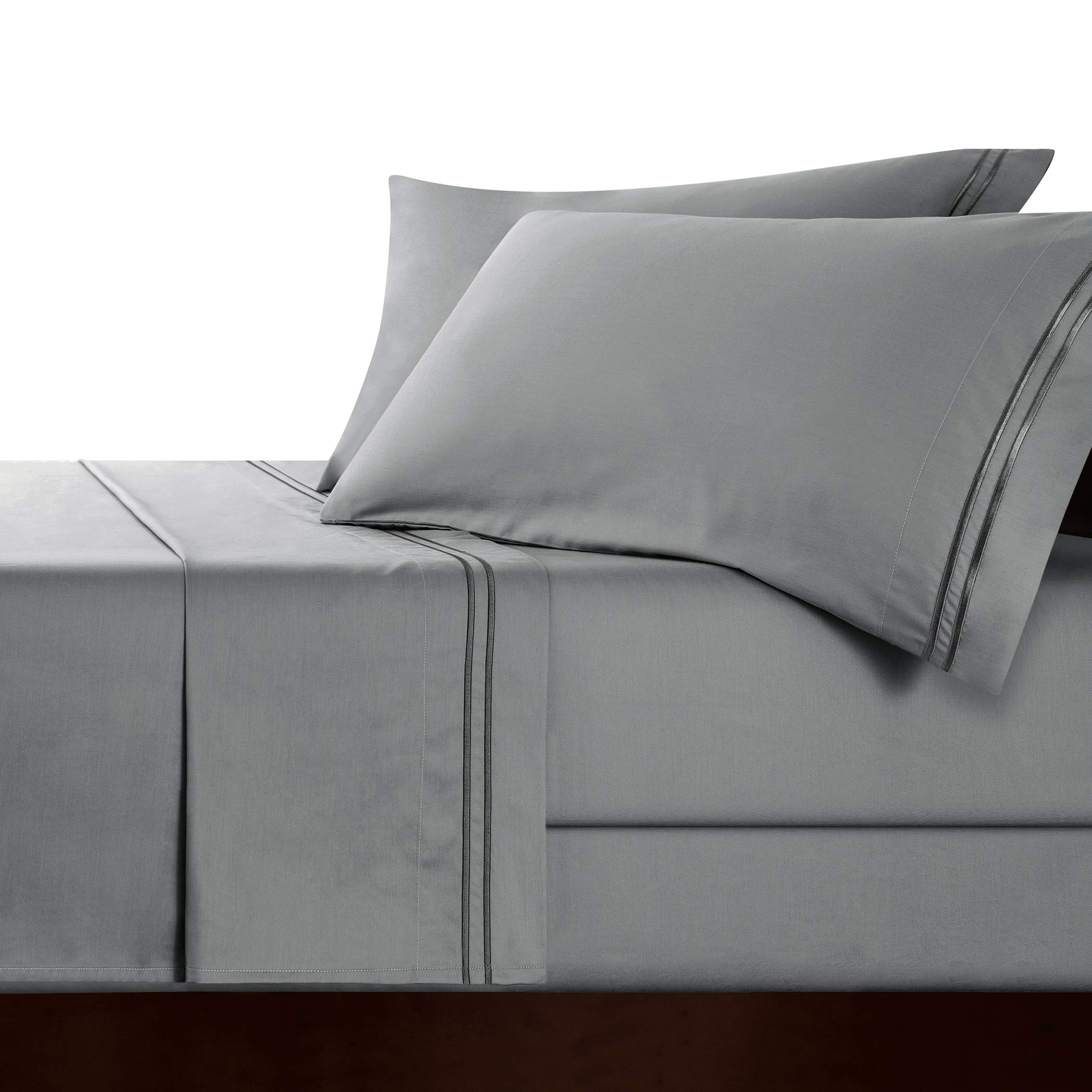 CHUN YI 3pcs King Bedding Duvet Cover Set Cotton Tencel Lyocell Bed Set, Duvet Cover King Cal King, 1 Duvet Cover and 2 Pillowcases, King/California King, Grey
