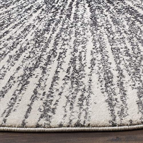 SAFAVIEH Evoke Collection 6'7" Round Royal / Ivory EVK228A Abstract Burst Non-Shedding Dining Room Entryway Foyer Living Room Bedroom Area Rug
