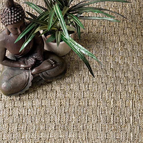 nuLOOM Hesse Checker Weave Seagrass Area Rug, 3' x 5', Black