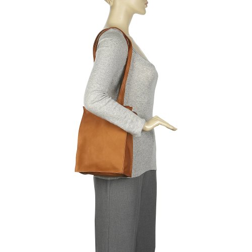 Le Donne Leather Small Simple Dual Strap Tote Bag (Cafe)
