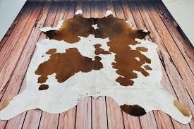 Large Cowhide Rug Tricolor Cowhide Cow Skin Leather Area Rug, Hair On Cow Hide Rugs 5 X 7 ft Black, Brown and White