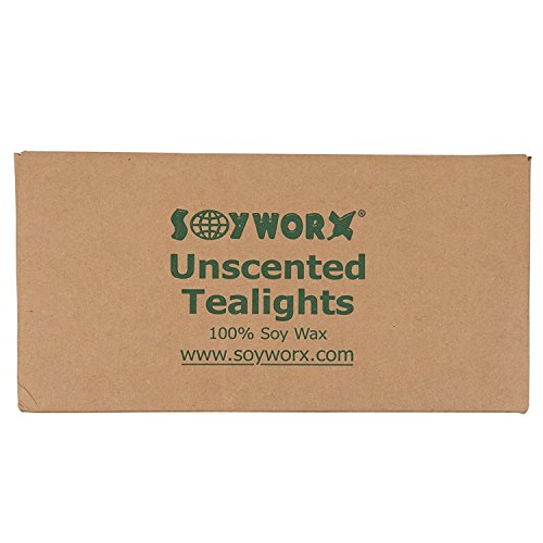 Soyworx Soy Tealight Candles - 25 Unscented - All Natural Color - Clear Cup Candles with 6 to 8 Hour Burn Time