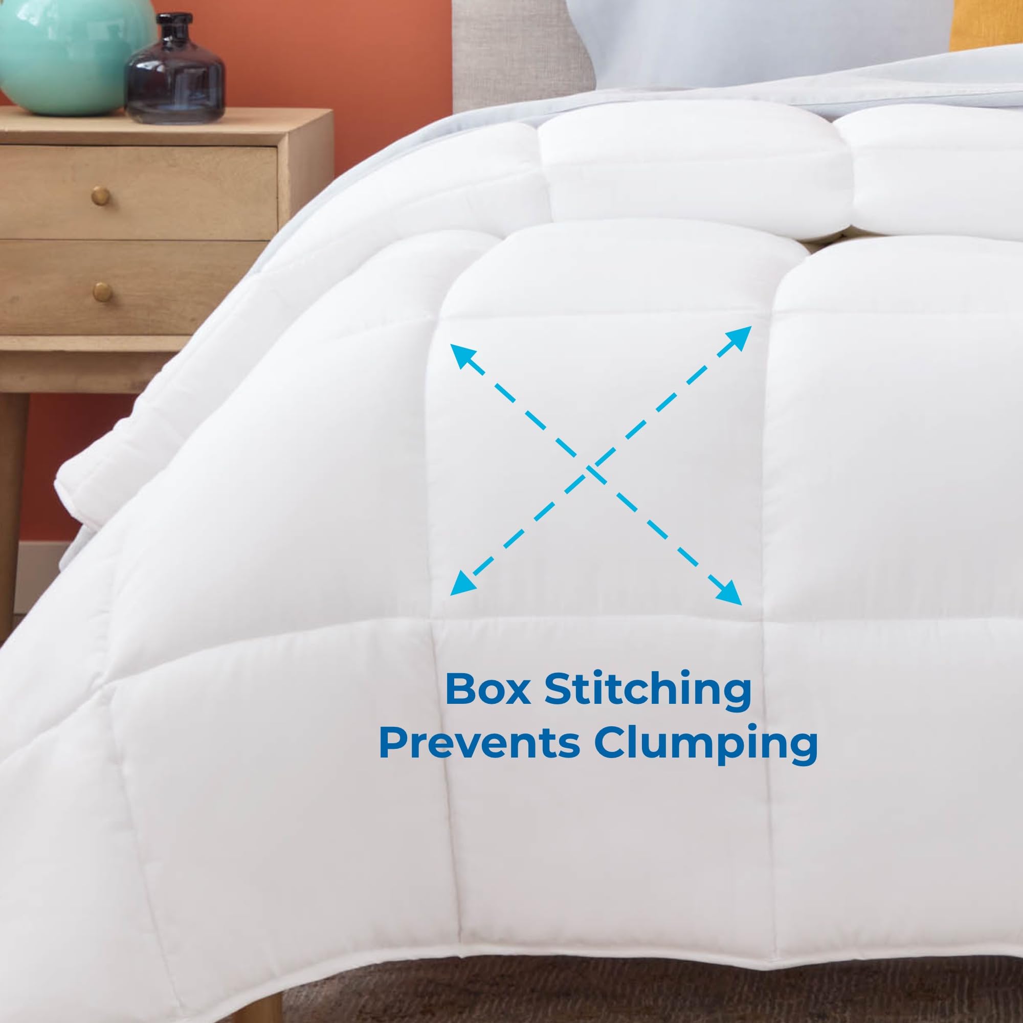 LINENSPA All-Season White Goose Down Alternative Quilted Comforter with Corner Duvet Tabs - Cal King Size
