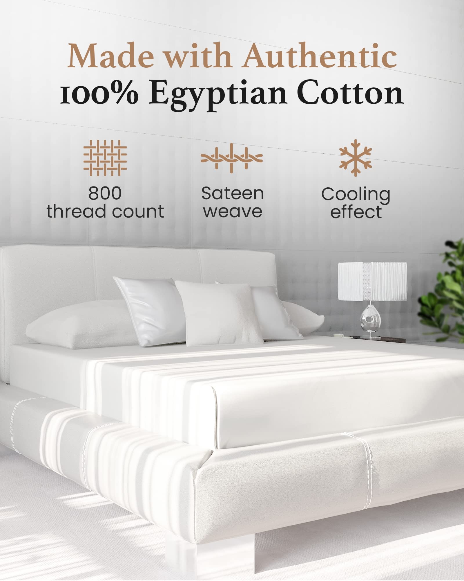 Good Sleep Bedding Fitted Sheet Full - 800 TC Full Size Fitted Sheet Only, 100% Egyptian Cotton, Soft & Breathable Full Fitted Sheet, 16" Deep Pocket Fitted Sheets Full Size Bed, Sateen Weave - White