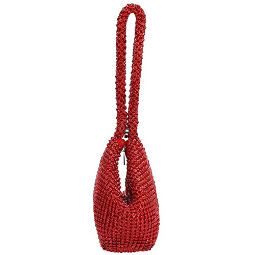 AIJUN Women's Rhinestone Purse Evening Bags Sparkly Glitter Triangle Clutch Purses for Women Evening Party Prom Cocktail Red