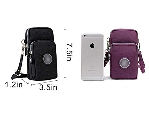 3-Layers Cellphone Pouch Wristlet Purse Waterproof Sports Armband Shoulder Bag Wallet