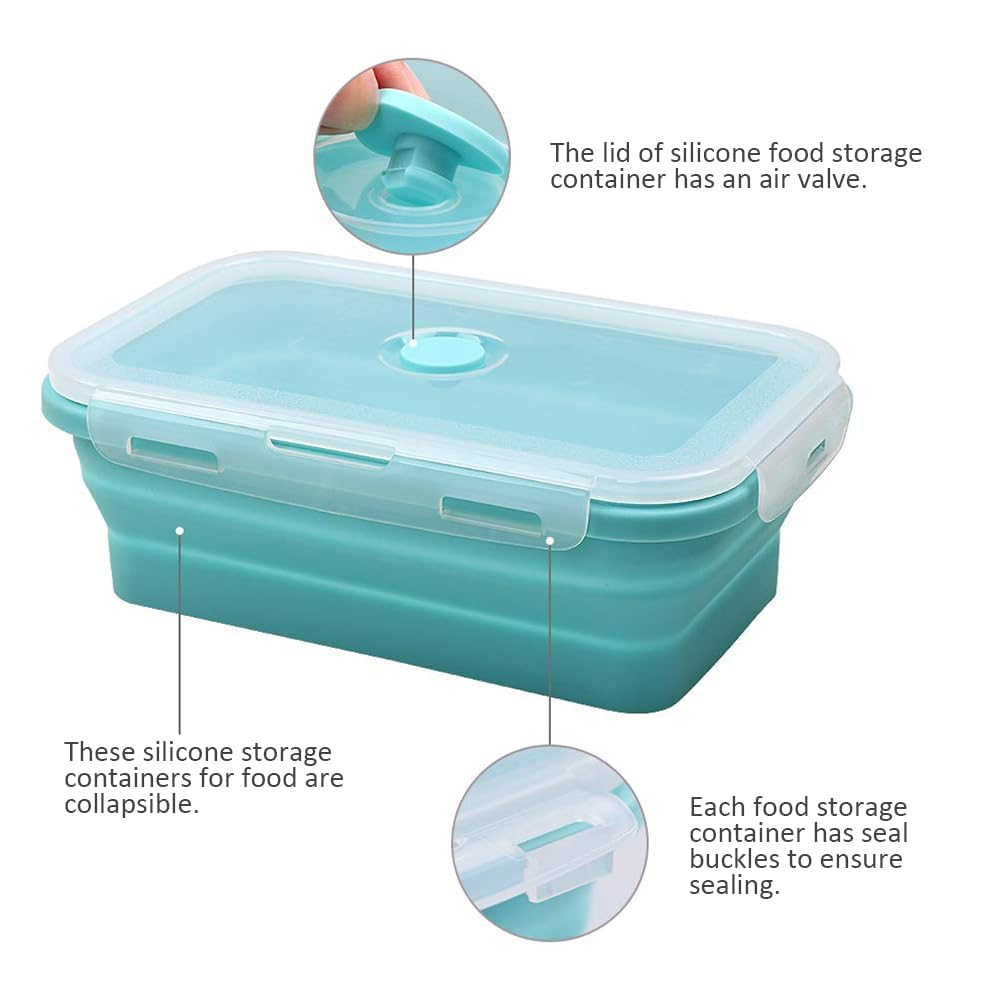 Alimat PluS Silicone Food Storage Containers with Lids - 3 Pack Set 40oz/1200ml Collapsible Meal Prep Lunch Containers - Microwave, Freezer and Dishwasher Safe