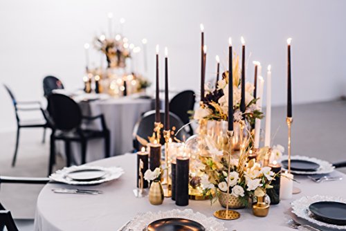 Black Taper Candles 12 Inch Tall Unscented Elegant Premium Quality Dripless Smokeless Hand-Dipped - Set of 12 - for Holiday Decoration Wedding Dinner Table Birthday Made in USA