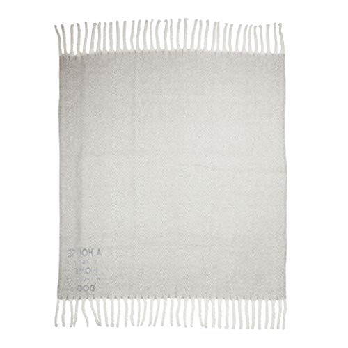 Pavilion Gift Company A House is Not A Home Without A Dog 50x60 Super Soft Herringbone Chevron Tassel Throw Blanket, Gray
