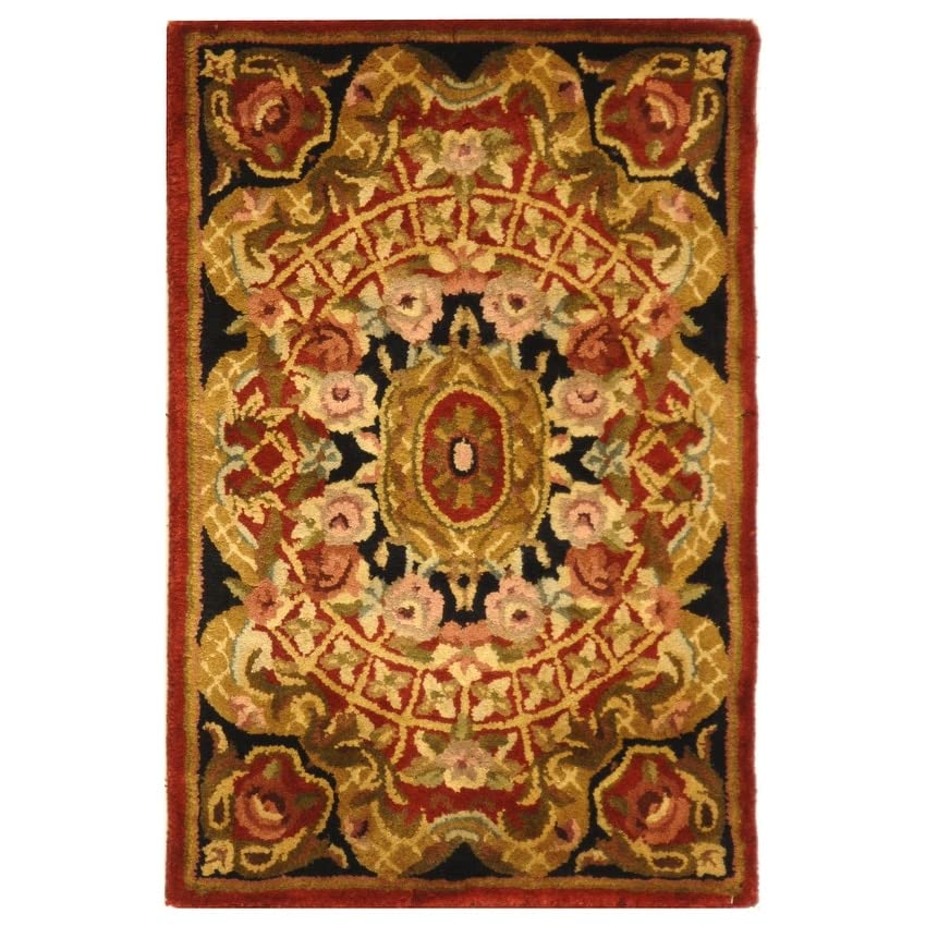 SAFAVIEH Classic Collection 2' x 3' Burgundy / Black CL304B Handmade Traditional Oriental Premium Wool Accent Rug