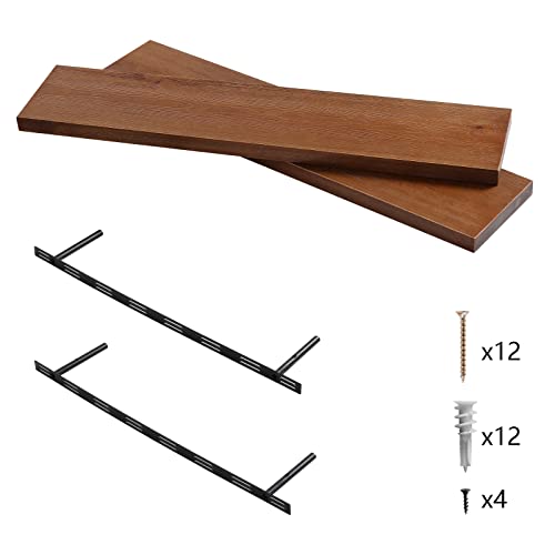 WELLAND Allen 8" Deep Floating Shelves Set of 2 Reclaimed Wood Wall Shelf Rustic Wall Mount Shelf ( Set of 2, 36 inch)