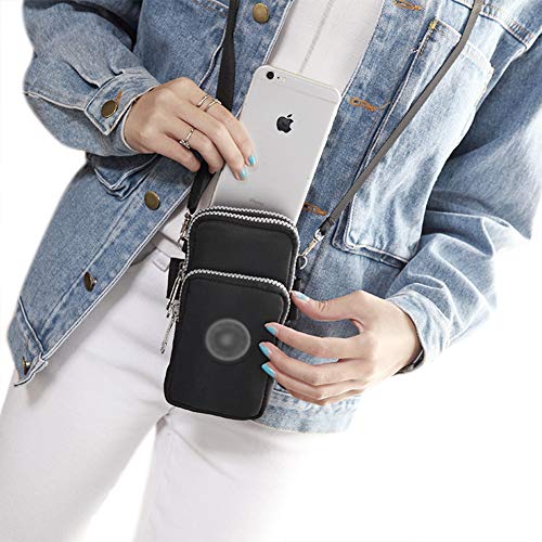 3-Layers Cellphone Pouch Wristlet Purse Waterproof Sports Armband Shoulder Bag Wallet