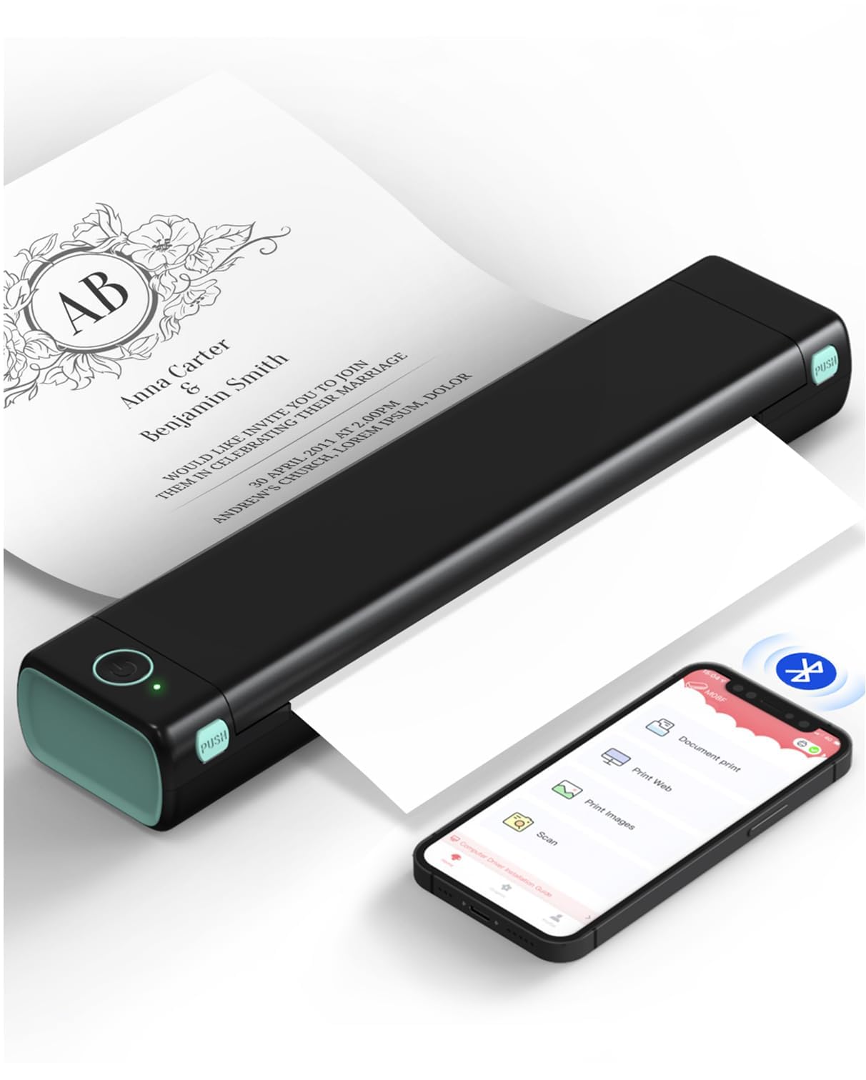 Phomemo Portable Printer Wireless for Travel, [New] M08F-Letter Bluetooth Mobile Printer Support 8.5" X 11" US Letter, No-Ink Thermal Compact Printer, Compatible with Android and iOS Phone & Laptop