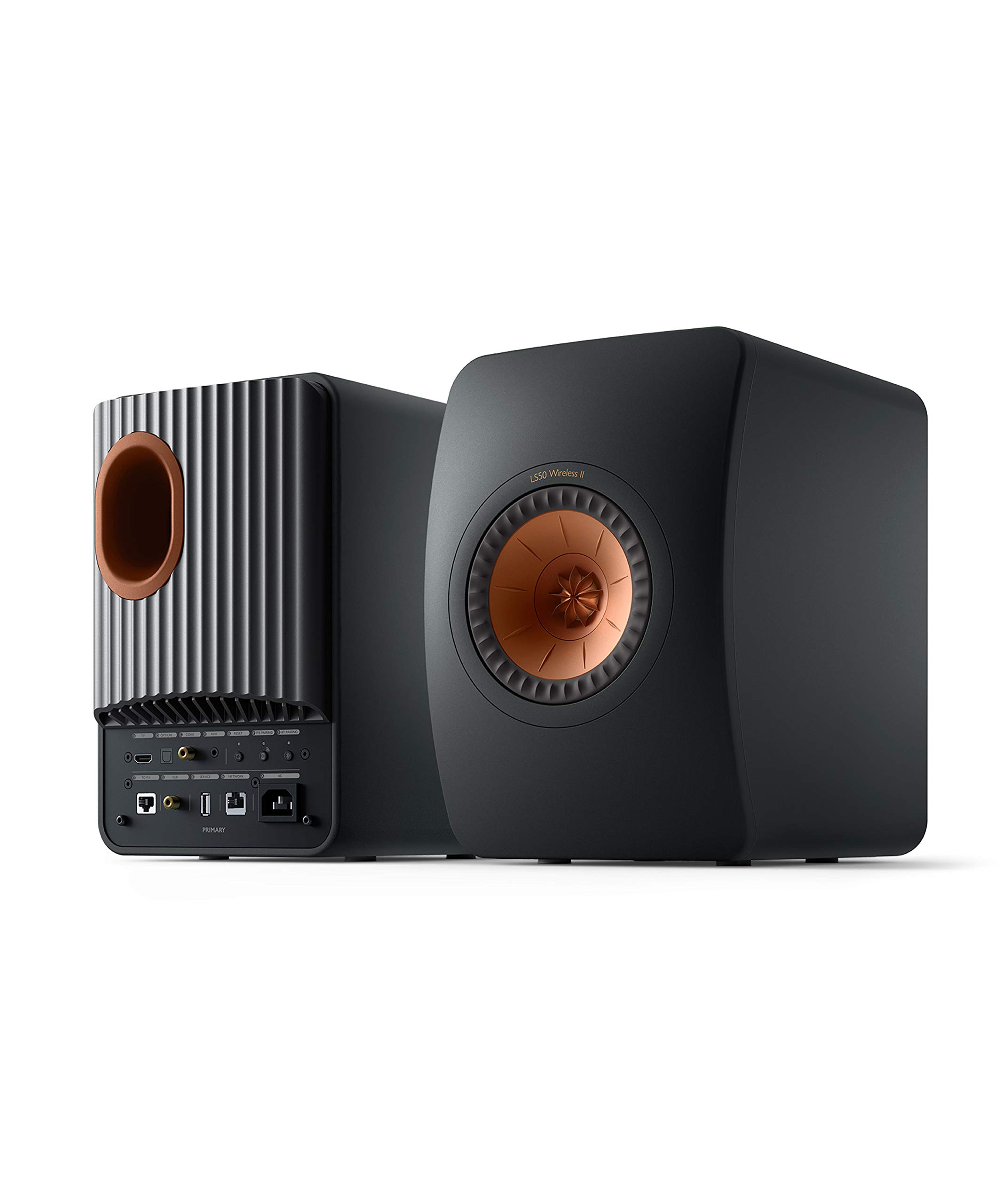 KEF LS50 Wireless II (Pair, Carbon Black) & S2 Speaker Stand (Pair, Carbon Black)