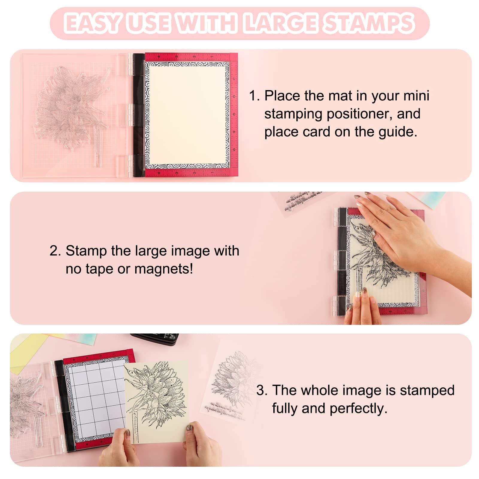 5 PCS Low Stick Mat Sticky Non-Slip Flexible Gridded Stamp Mats, 2 Standard and 3 Mini Multi-Use Low Tack Mat,for Stamping Platform Adhesived Sheet Stamp Scrapbooking Craft Accessory