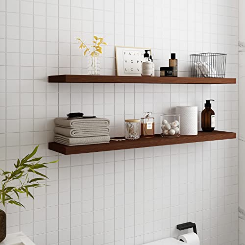 WELLAND Allen 8" Deep Floating Shelves Set of 2 Reclaimed Wood Wall Shelf Rustic Wall Mount Shelf ( Set of 2, 36 inch)