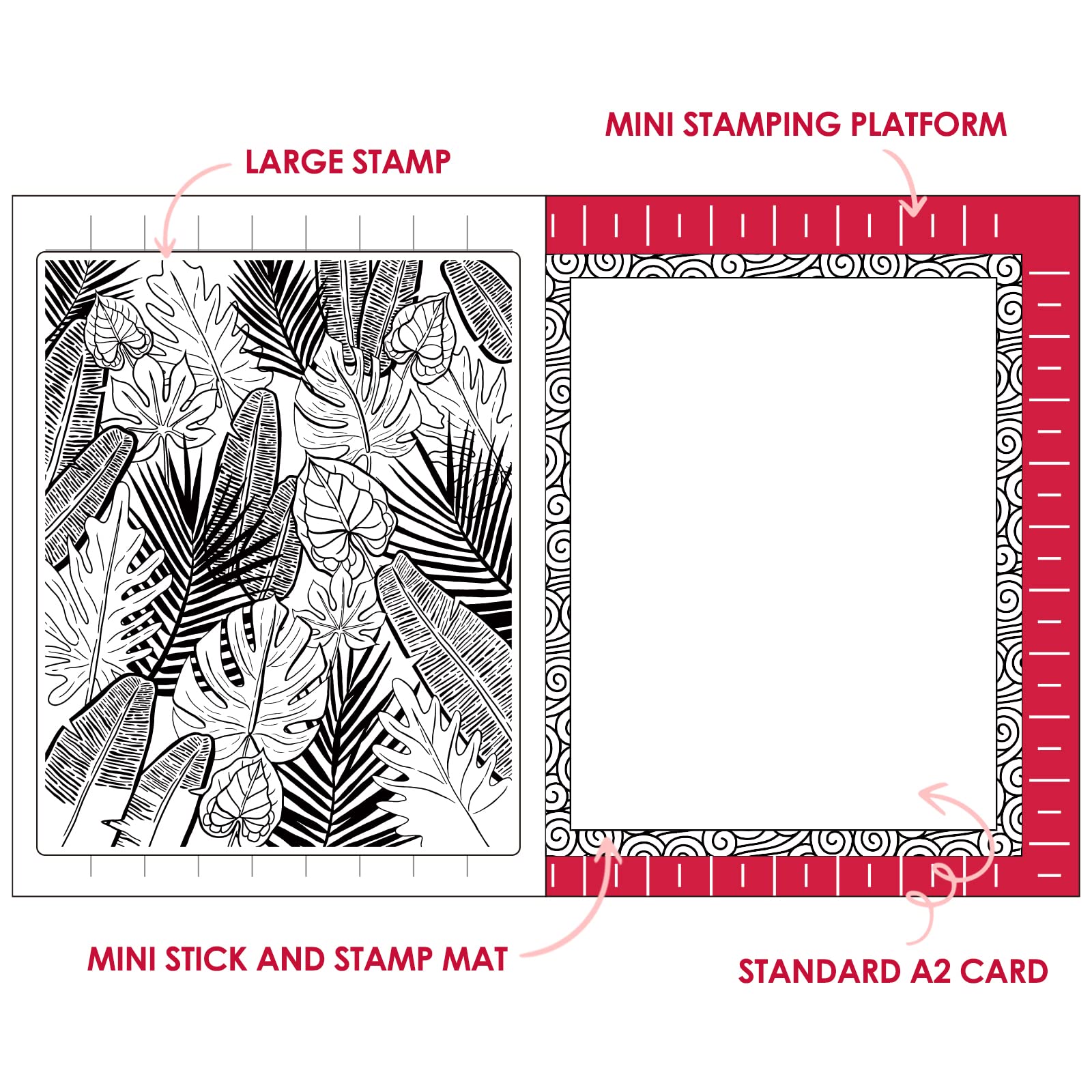 5 PCS Low Stick Mat Sticky Non-Slip Flexible Gridded Stamp Mats, 2 Standard and 3 Mini Multi-Use Low Tack Mat,for Stamping Platform Adhesived Sheet Stamp Scrapbooking Craft Accessory