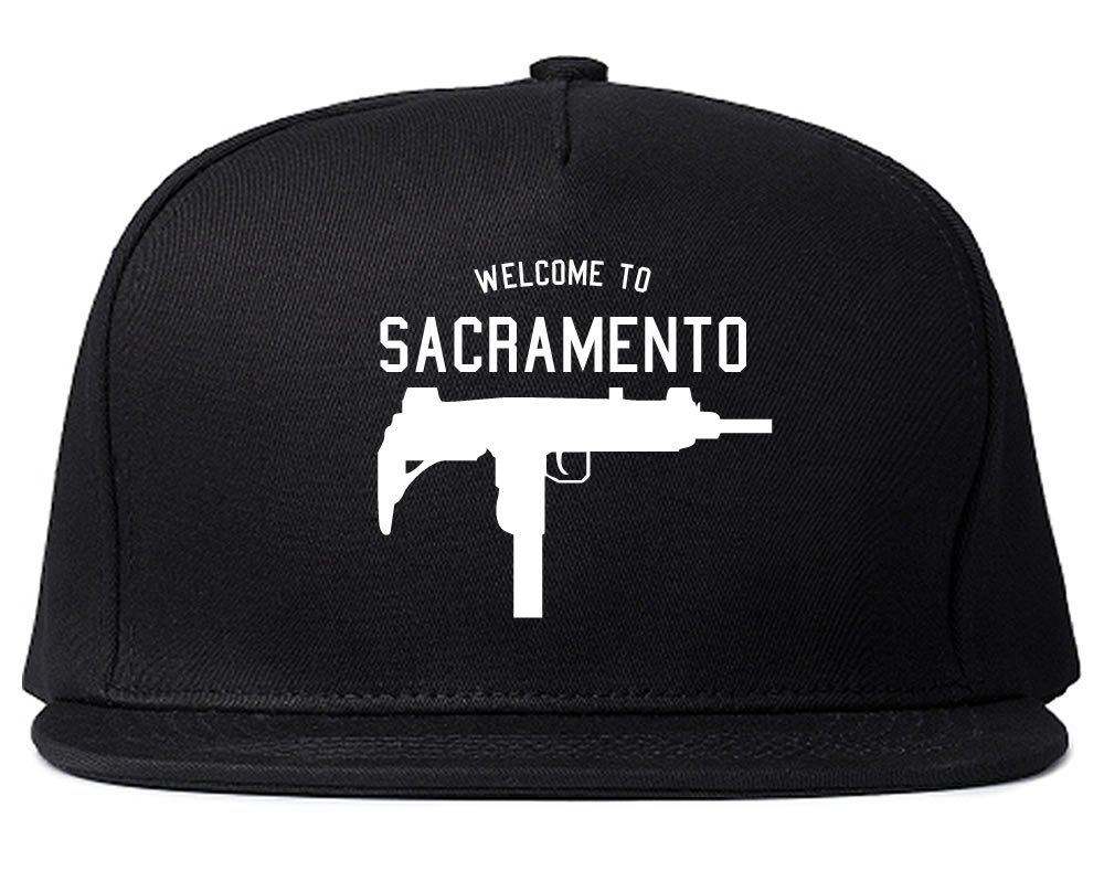 Kings Of NY Welcome to Sacramento Uzi Machine Gun California Snapback Hat Cap Black