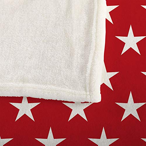 Mugod Stars Throw Blanket USA Flag White Stars on a Red Background Seamless Pattern Decorative Soft Warm Cozy Flannel Plush Throws Blankets for Bedding Sofa Couch 50 X 60 Inch