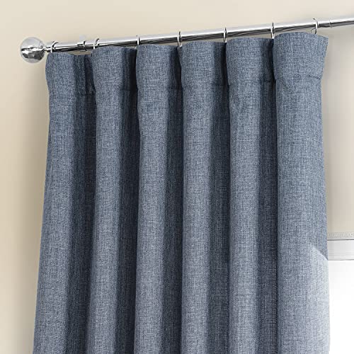 HPD HALF PRICE DRAPES Italian Linen Curtains for Bedroom & Living Room 96 Inches Long Room Darkening Curtains (1 Panel), 50W X 96L, Sweden Blue
