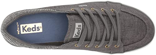 Keds Center 2 Lace Up, Sneaker Womens, Grey Cotton Slub, 7 Medium