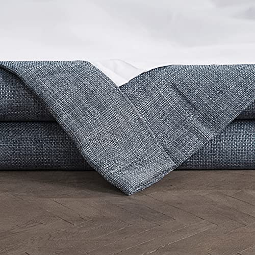 HPD HALF PRICE DRAPES Italian Linen Curtains for Bedroom & Living Room 96 Inches Long Room Darkening Curtains (1 Panel), 50W X 96L, Sweden Blue
