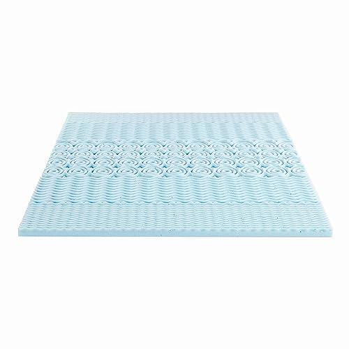 Mellow 2 Inch 5-Zone Memory Foam Mattress Topper, Cooling Gel Infusion, Full, Blue