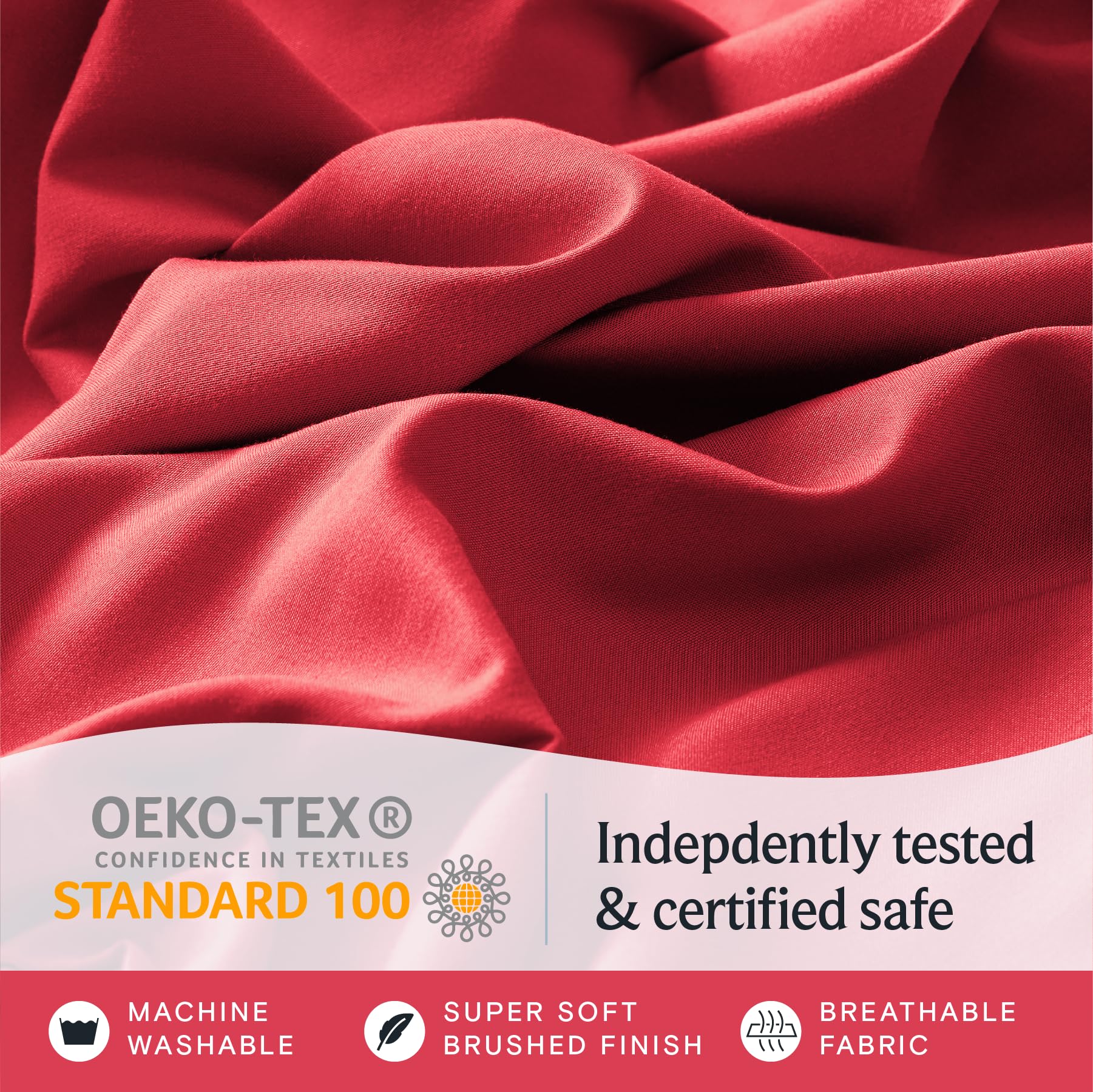 LuxClub 4 PC California King Sheet Set, Breathable Luxury Bed Sheets, Deep Pockets 18" Wrinkle Free Cooling Sheets Machine Washable Hotel Bedding Silky Soft - Red Cal King