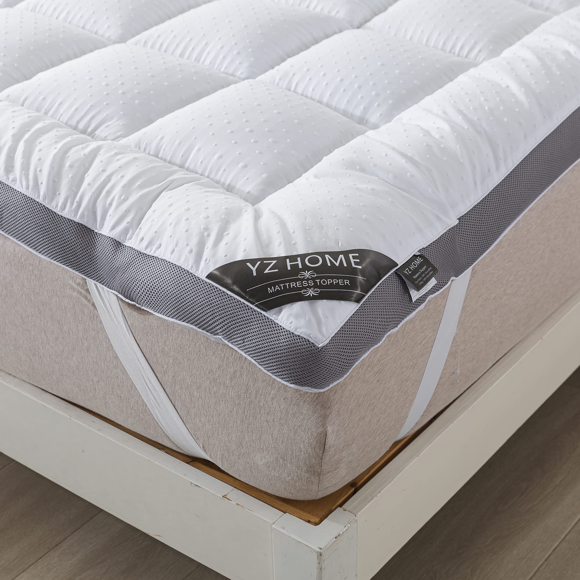 YZ HOMTEX Mattress Topper Full Mattress Pad Protector - Quality Plush Luxury Down Alternative Pillow Top - 3inch Extra Thick Mattress Cover (Full Size ), White