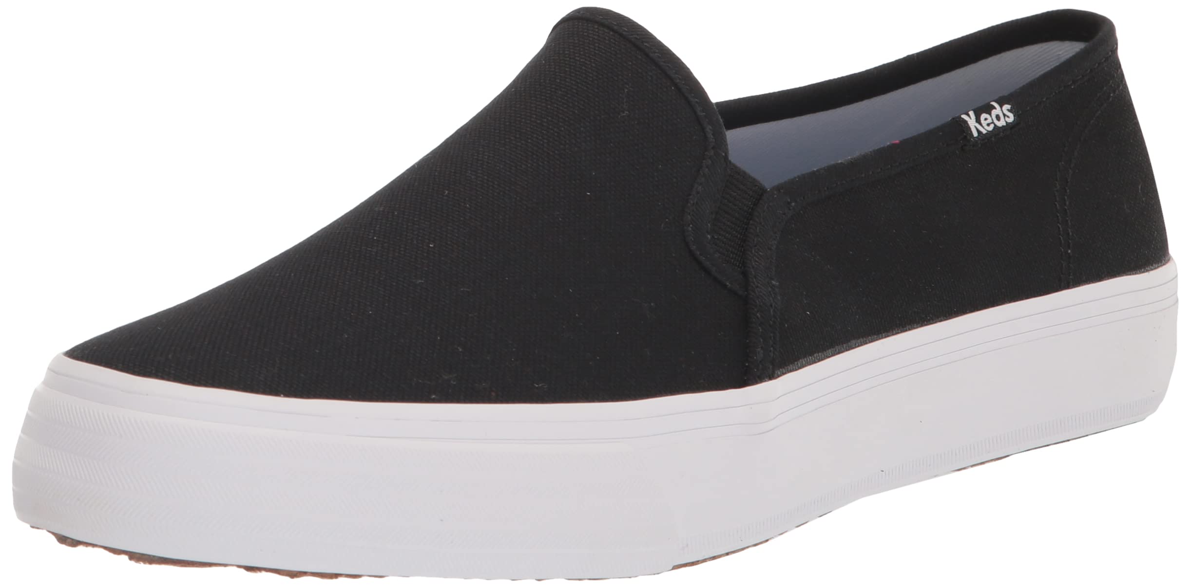 Keds Double Decker Slip on, Sneaker Womens, Black Canvas, 8.5 Medium