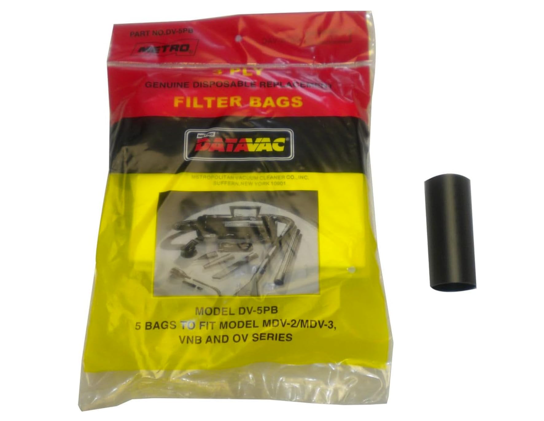 METROVAC DV-5PBA Disposable Bags with Adaptor Tube, 1 Pack